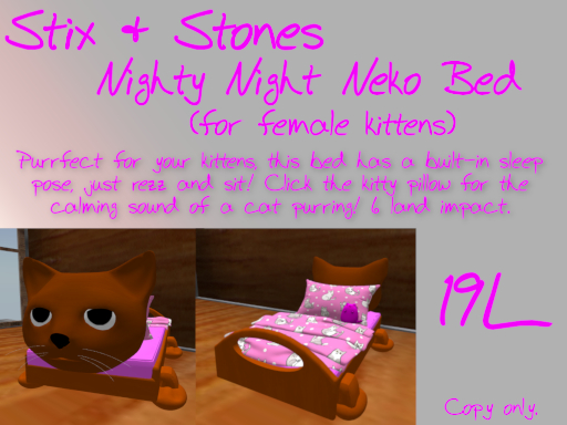 Second Life Marketplace ~sands~ Nighty Night Neko Bed For Girls
